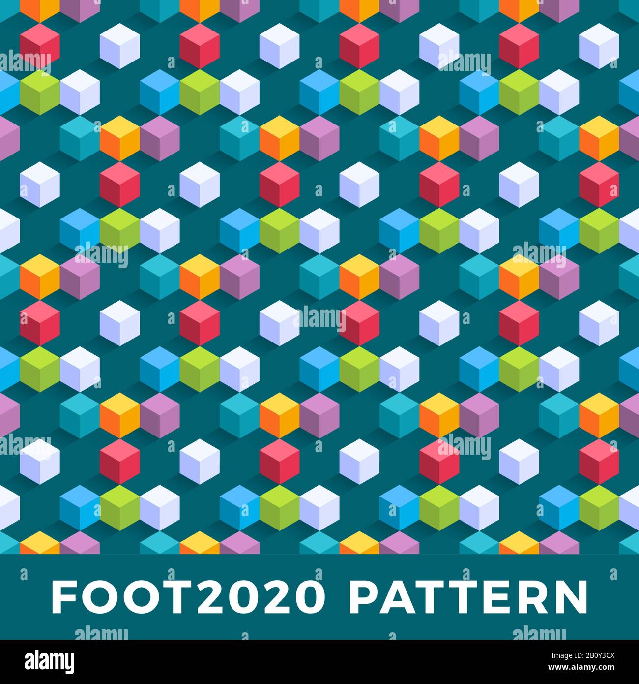 Cube isometric seamless pattern design. Modern Flat Isometric vector ...