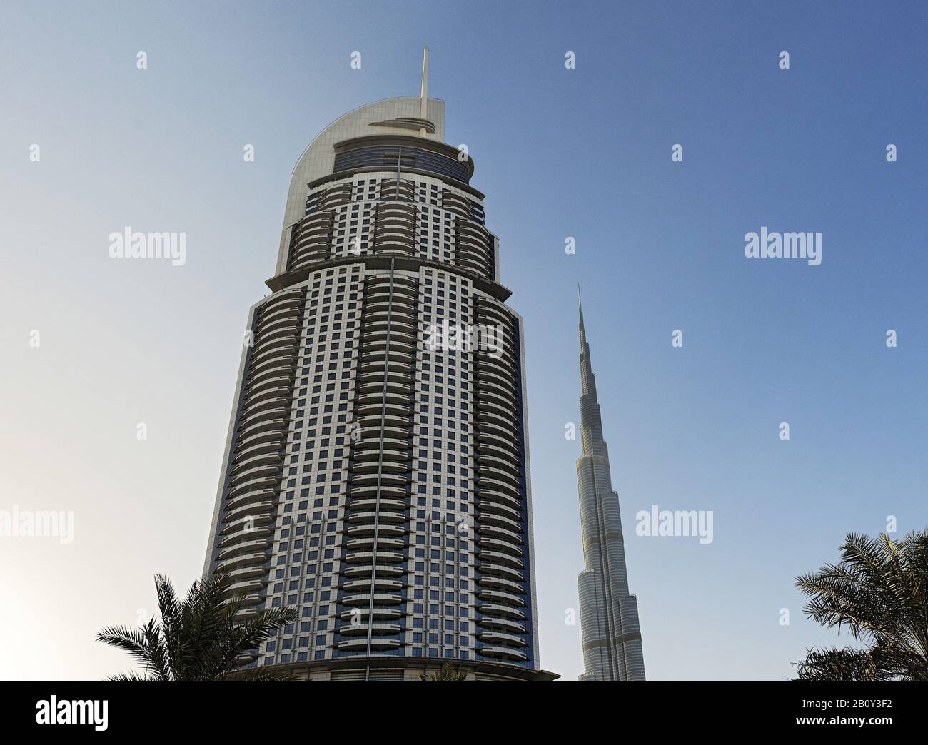 The Address and Burj Khalifa, Dubai, United Arab Emirates Stock Photo ...