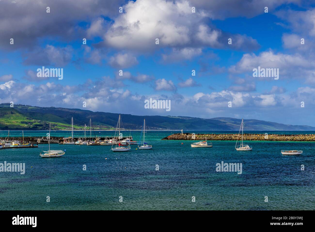 Apollo Bay Harbour along the Great Ocean Road in Victoria, Australia ...