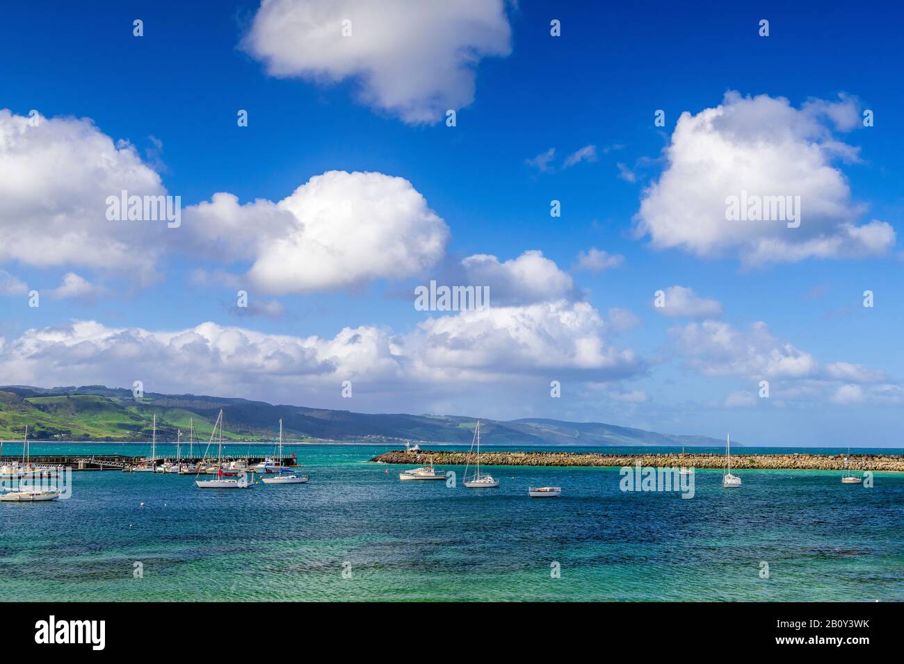 Apollo Bay Harbour along the Great Ocean Road in Victoria, Australia ...