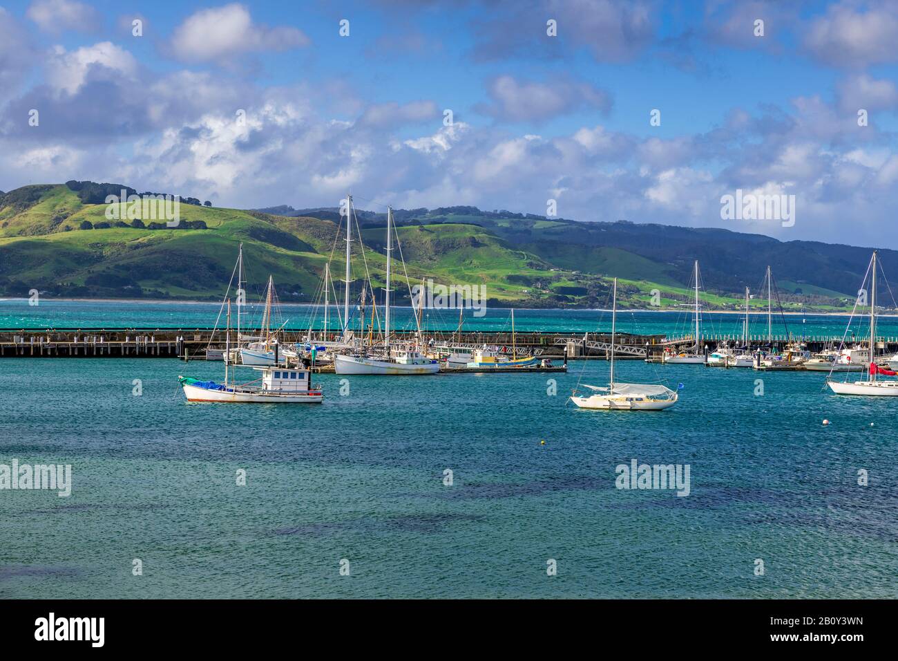 Apollo Bay Harbour along the Great Ocean Road in Victoria, Australia ...
