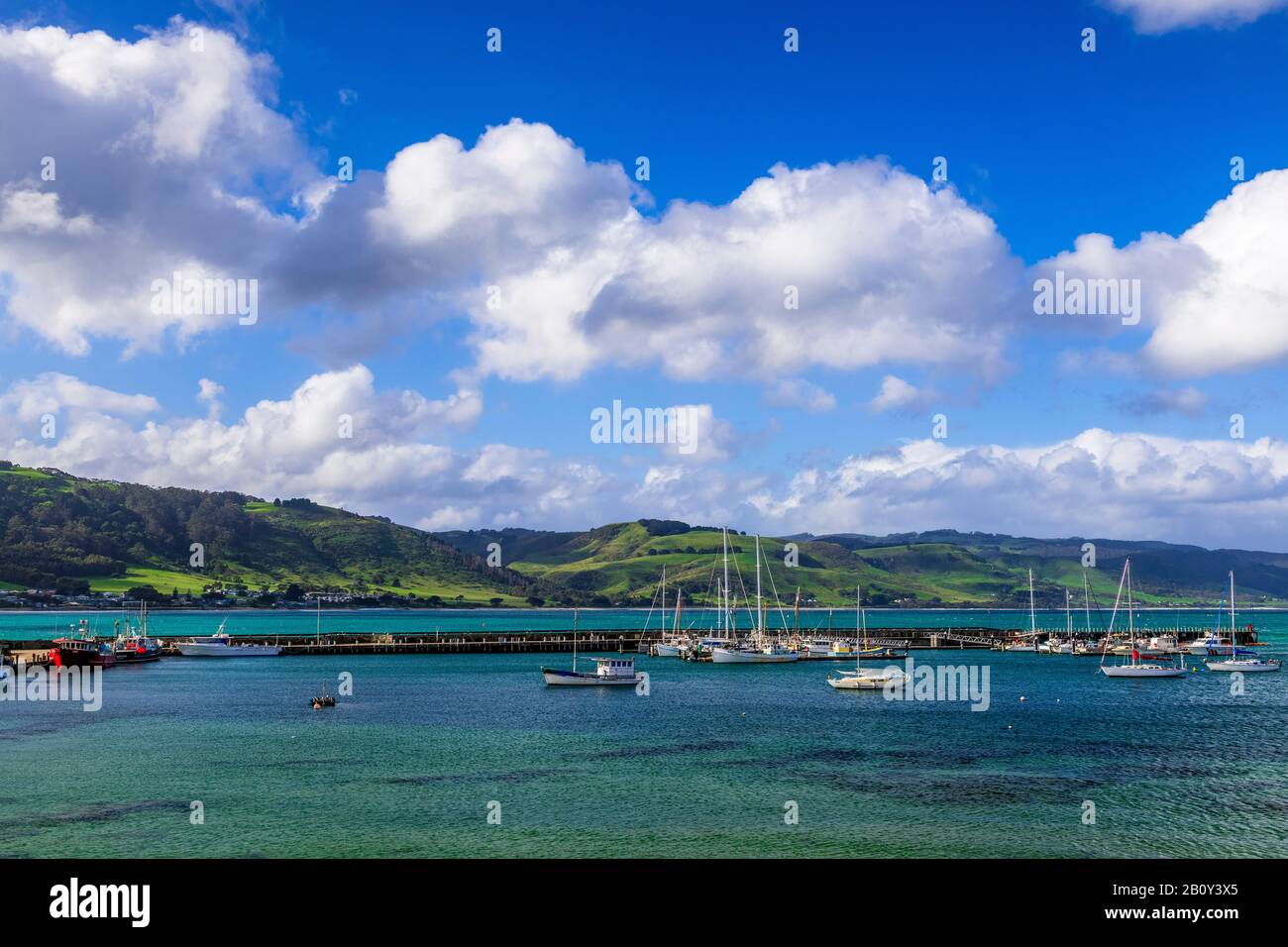 Apollo Bay Harbour along the Great Ocean Road in Victoria, Australia ...