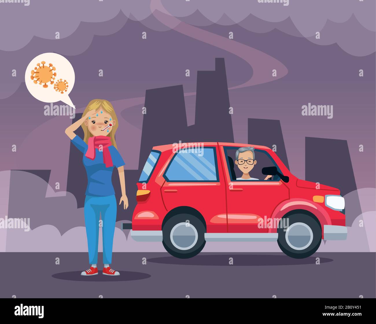 Lady driving the car city Stock Vector Images - Alamy
