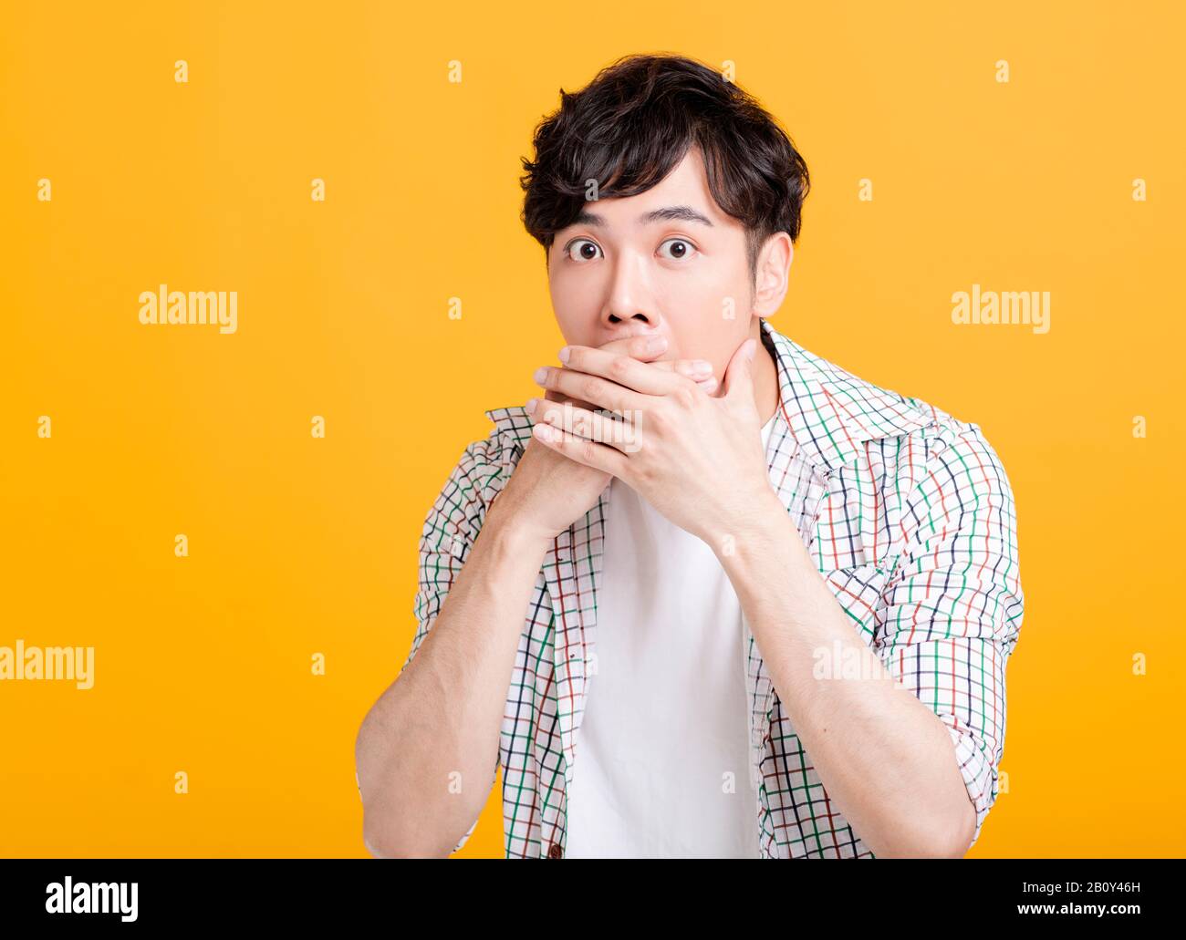 Adult hand over mouth hi-res stock photography and images - Alamy