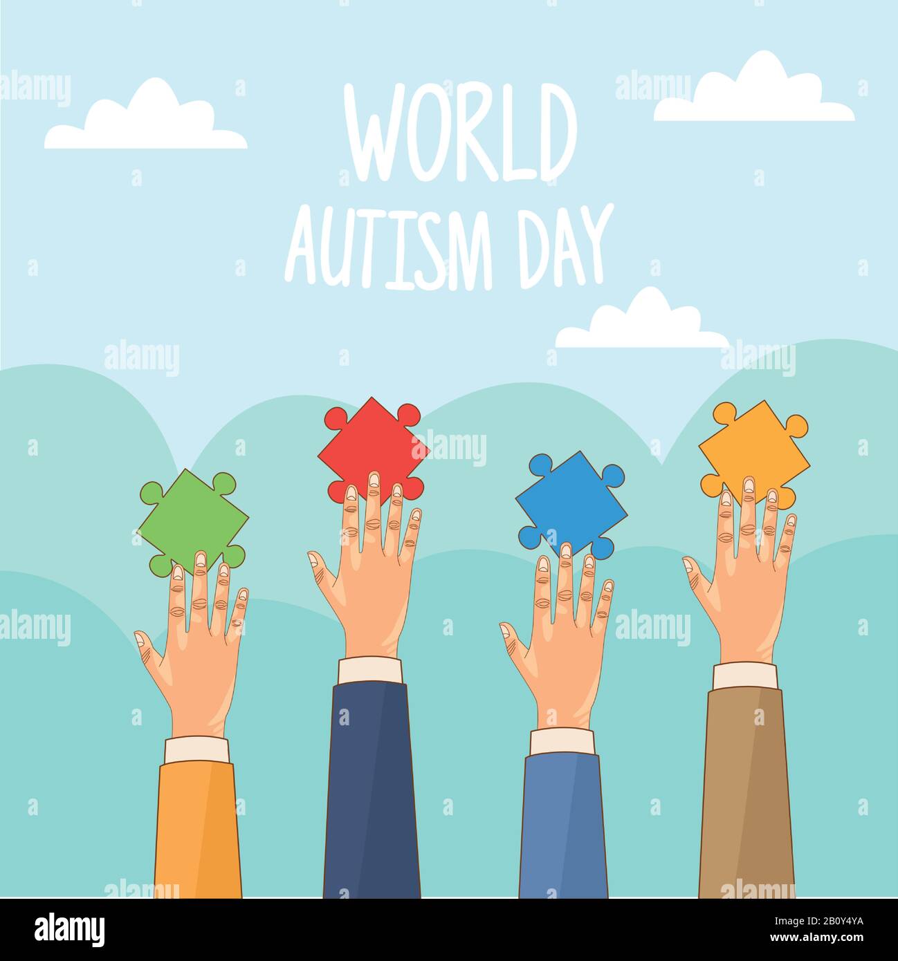 Hands puzzle world Stock Vector Images - Alamy