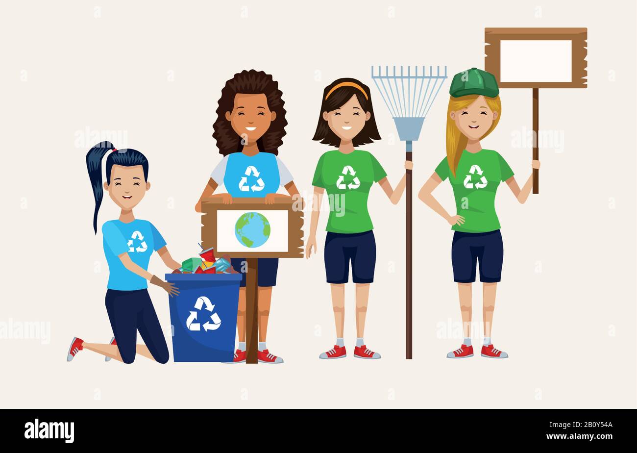activists people cleaning campaing characters Stock Vector Image & Art ...