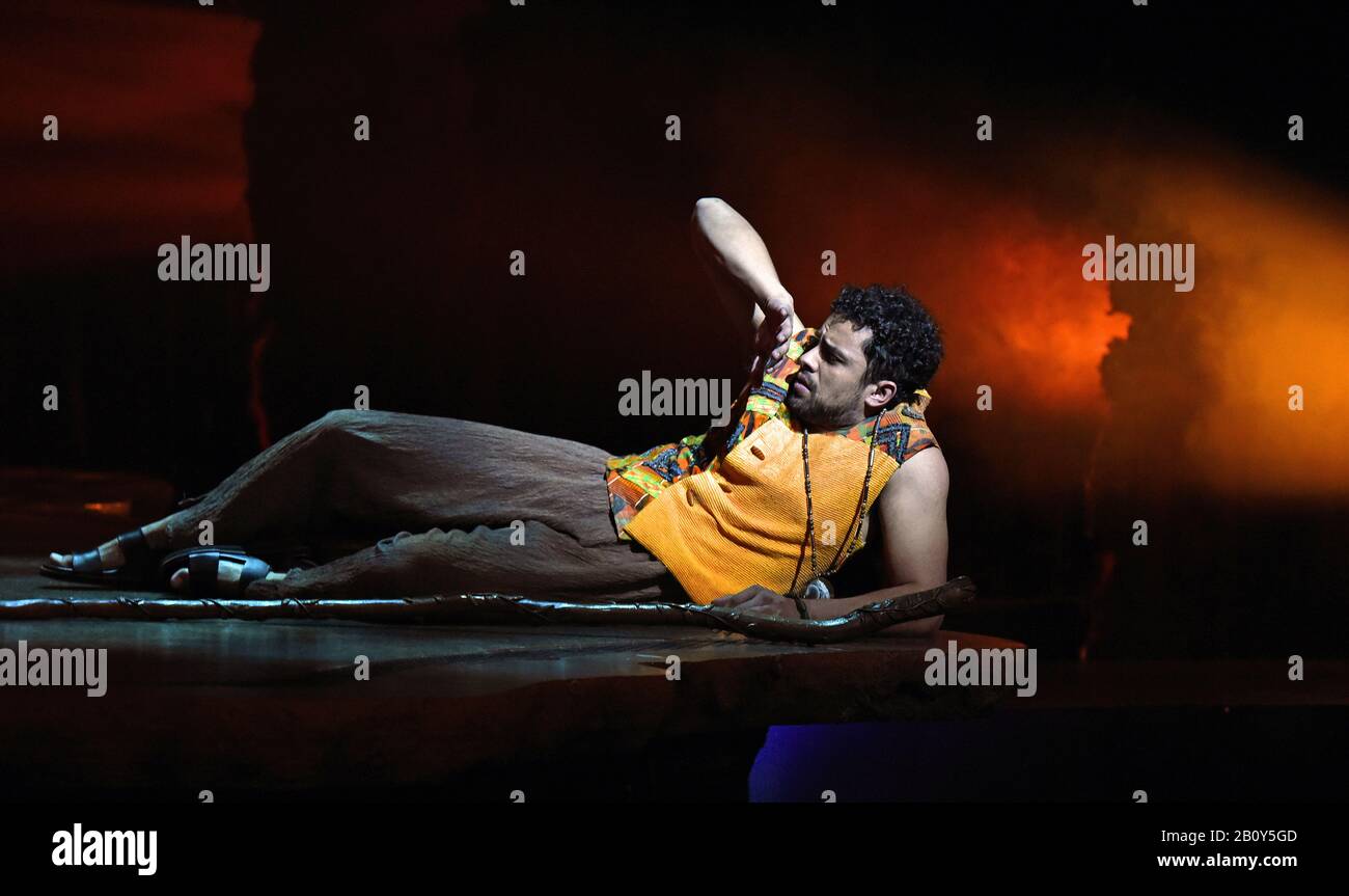 London, UK. 21st Feb, 2020. Luke Brady in a scene from 'Prince of Egypt ...