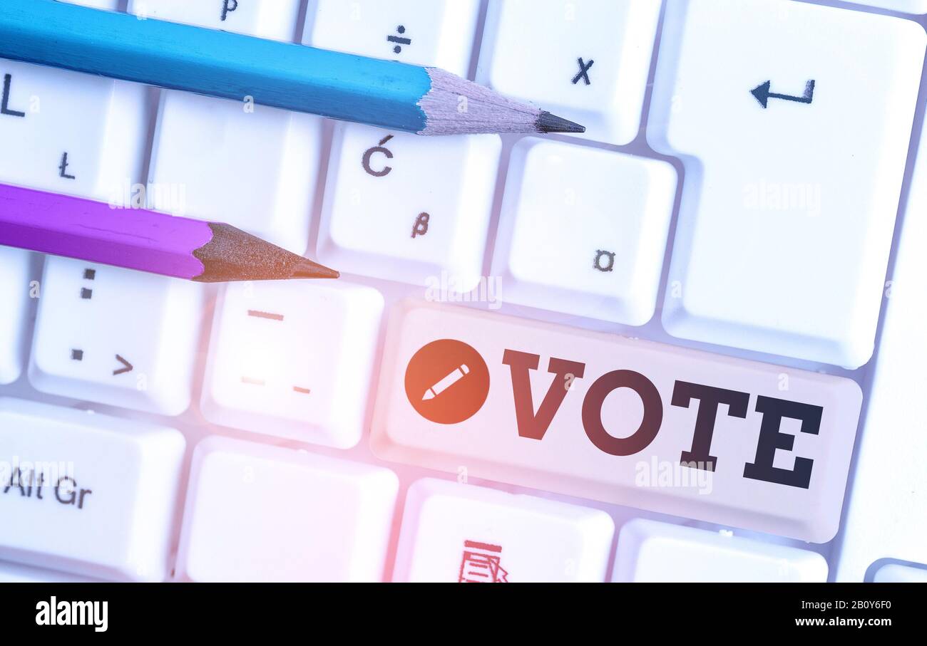Handwriting text writing Vote. Conceptual photo Act of expressing a ...