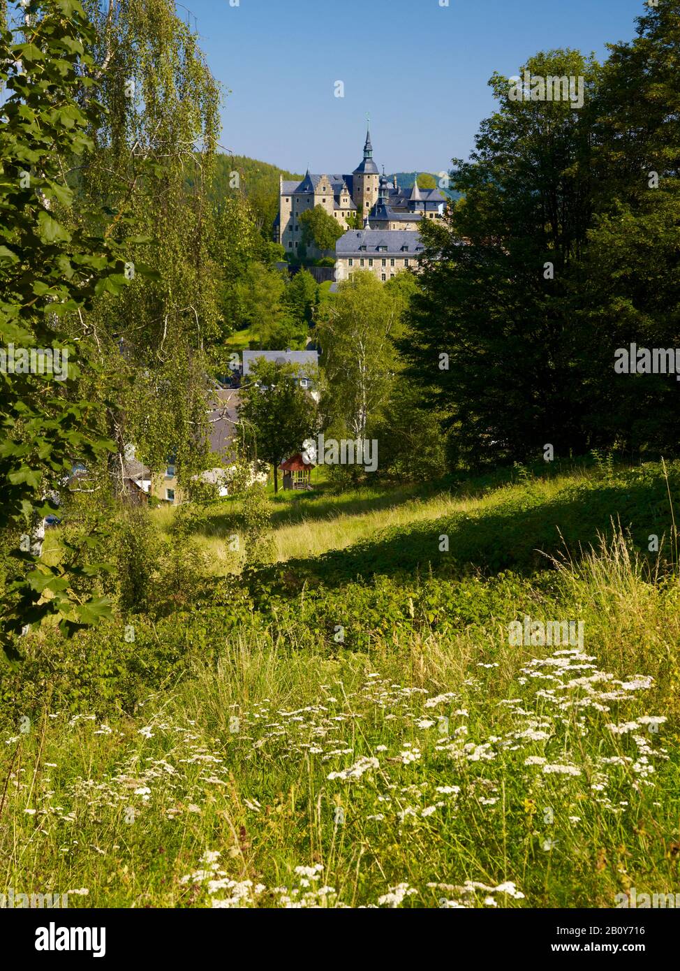 Lauenstein Castle and town near Ludwigsstadt, Upper Franconia, Bavaria ...
