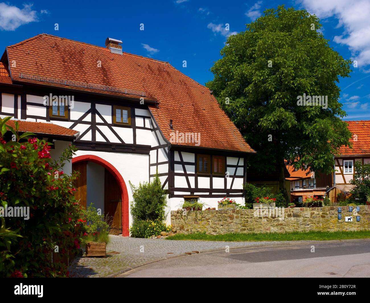 Lower gate in Nordheim in front of the Rhön, Rhön-Grabfeld, Lower ...