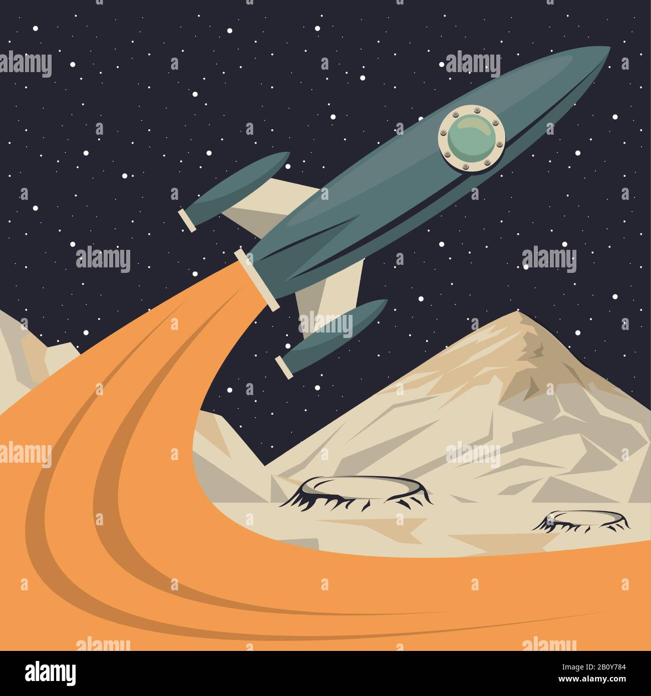 space scene poster with rocket start up Stock Vector Image & Art - Alamy