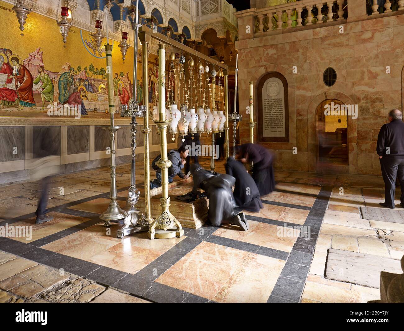 Anointing stone in the Church of the Holy Sepulcher in Jerusalem ...