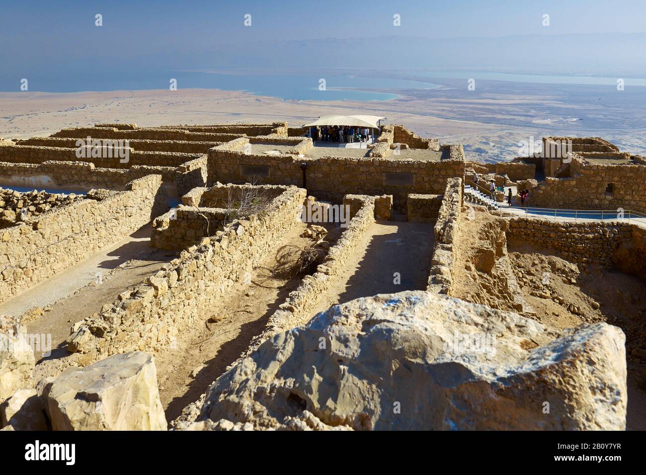 Storage and storage rooms of the Masada Jewish rock fortress on the ...