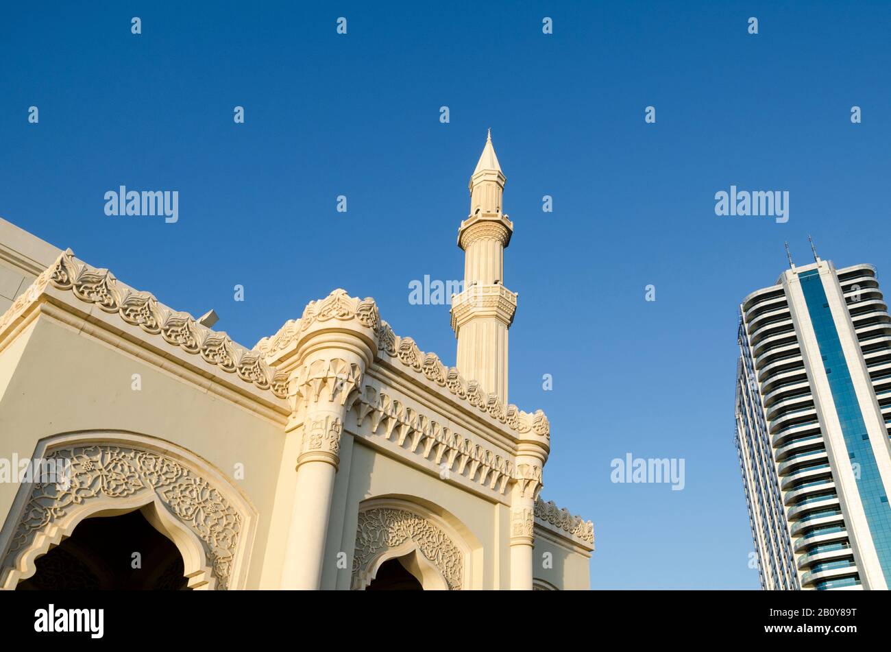 Minaret of a mosque, Sharjah, United Arab Emirates Stock Photo - Alamy