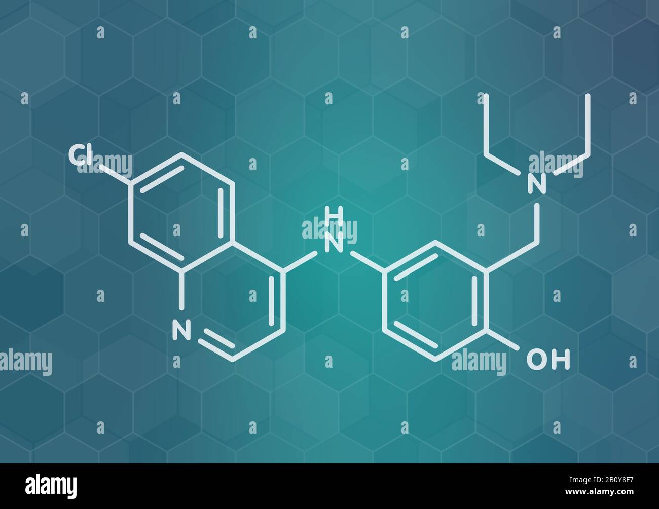 Amodiaquine anti-malarial drug molecule, illustration Stock Photo - Alamy