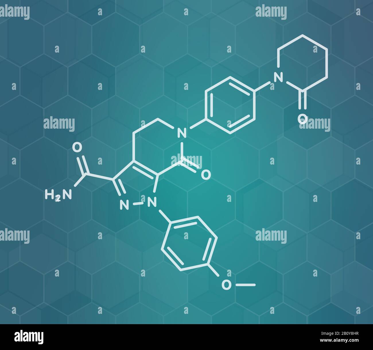 Apixaban anticoagulant drug molecule, illustration Stock Photo - Alamy