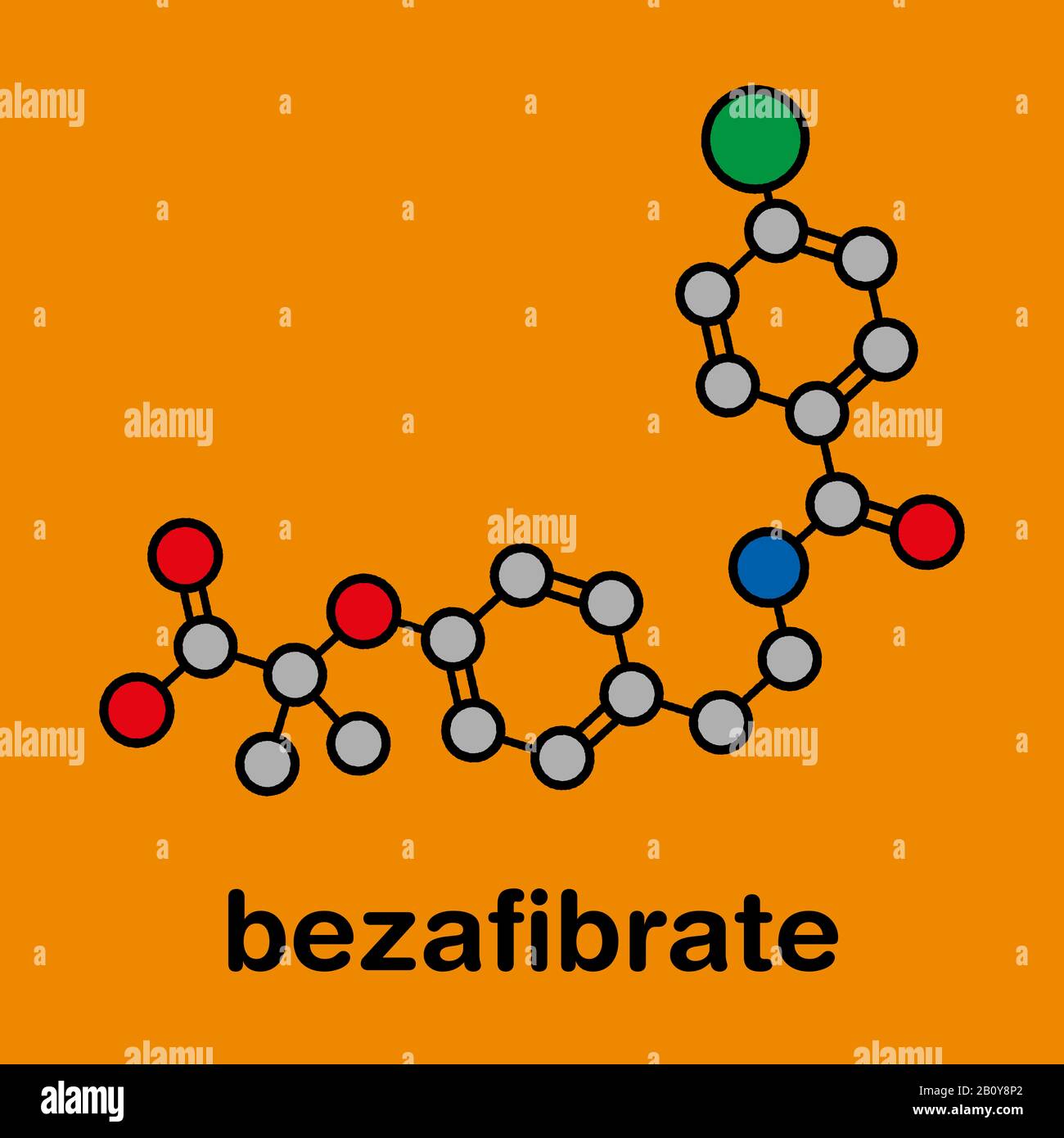 Bezafibrate hyperlipidemia drug molecule, illustration Stock Photo - Alamy