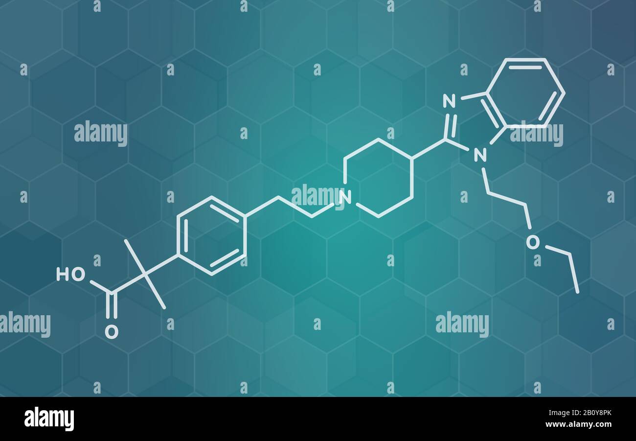 Bilastine antihistamine drug molecule, illustration Stock Photo - Alamy