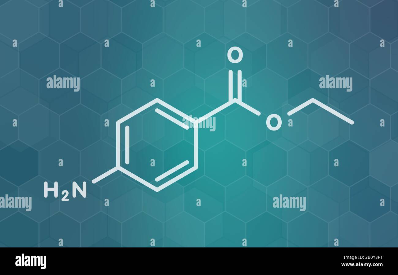 Benzocaine local anaesthetic drug molecule, illustration Stock Photo ...