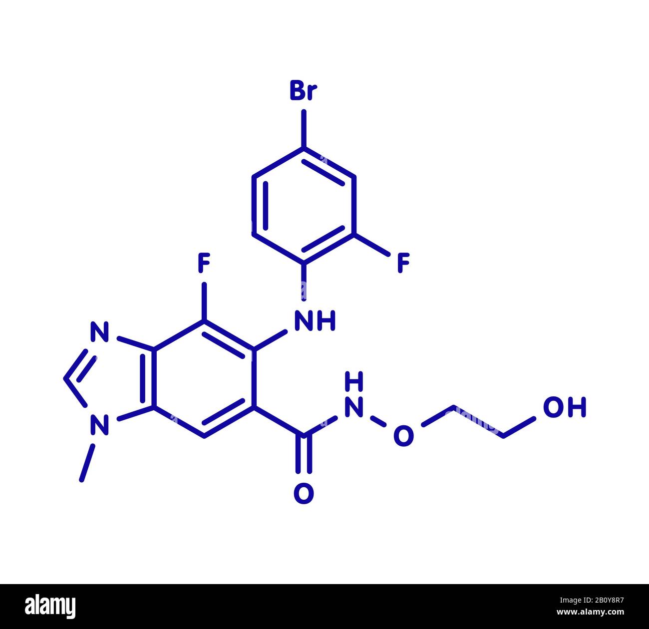 Binimetinib cancer drug molecule, illustration Stock Photo - Alamy