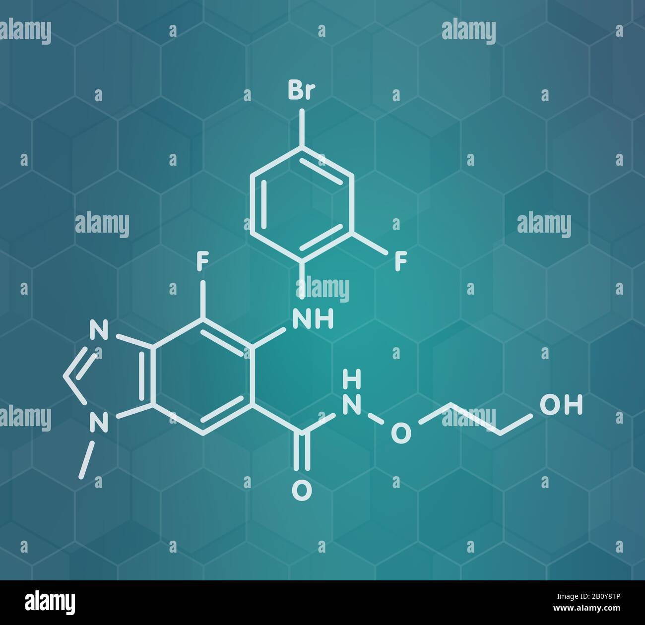 Binimetinib cancer drug molecule, illustration Stock Photo - Alamy