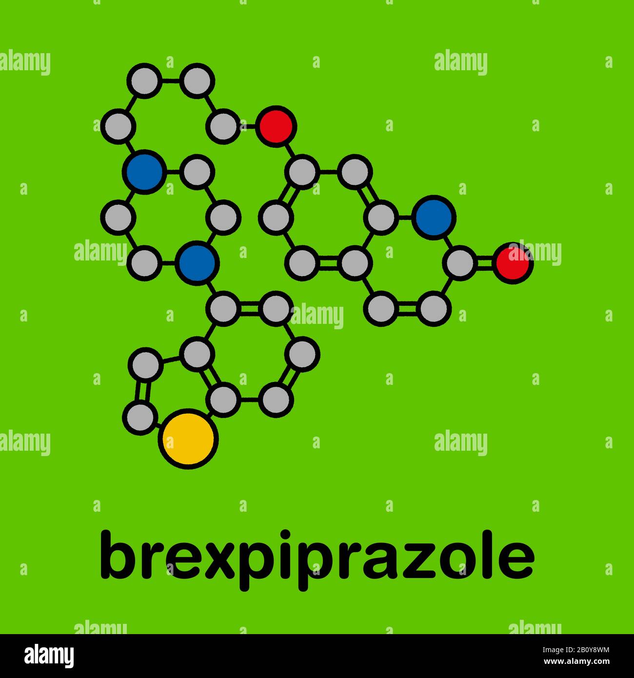 Brexpiprazole antipsychotic drug molecule, illustration Stock Photo - Alamy