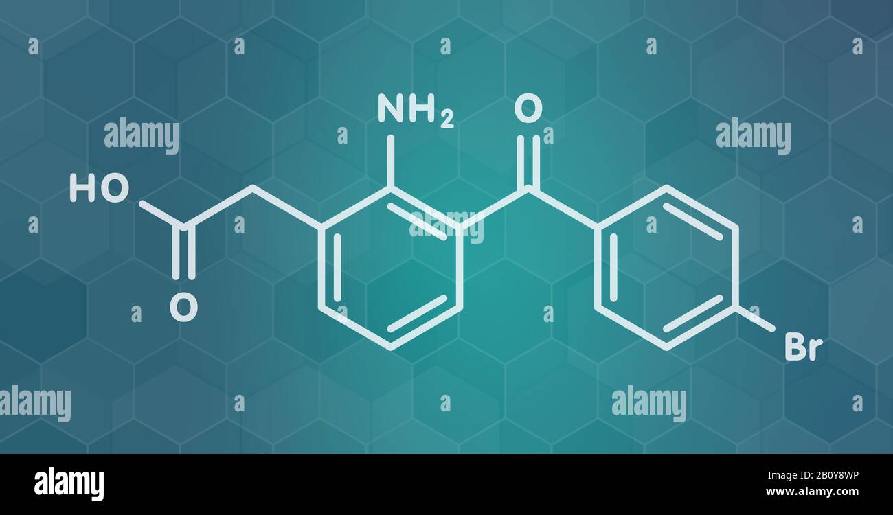 Bromfenac NSAID eye drop drug molecule, illustration Stock Photo - Alamy