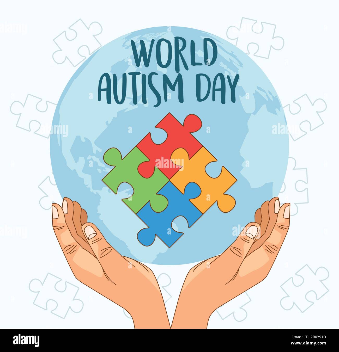 Hands puzzle world Stock Vector Images - Alamy