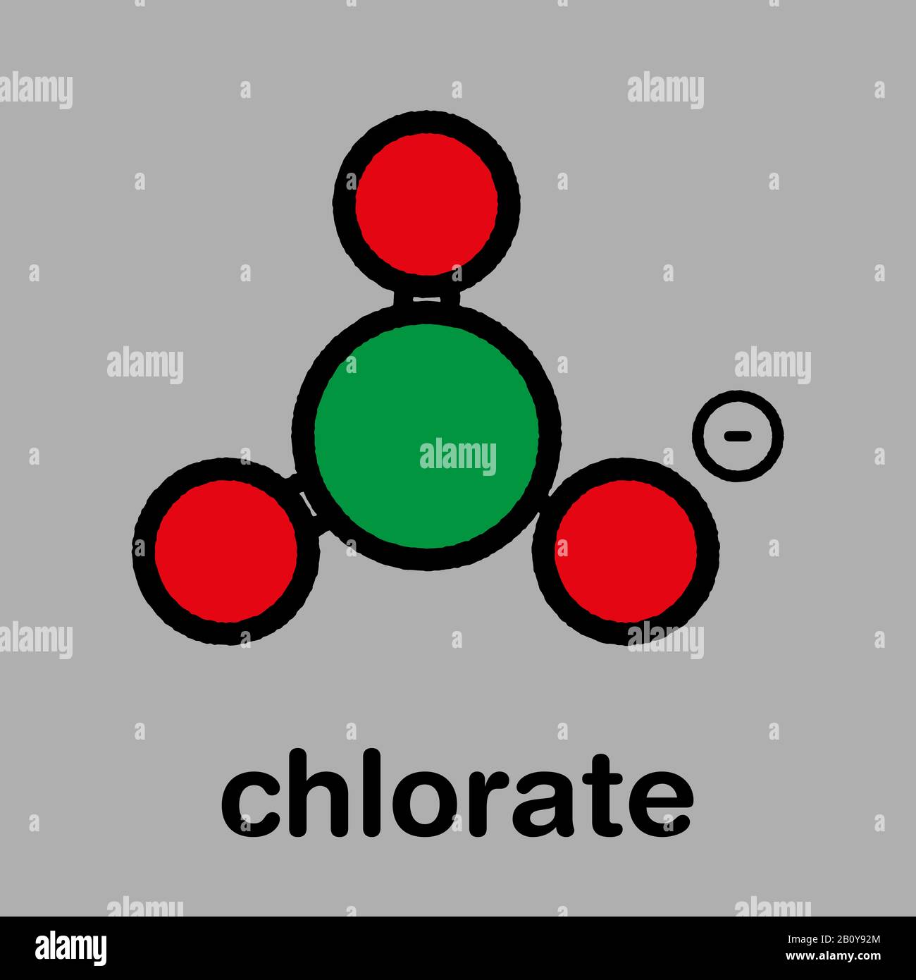 Chlorate anion chemical structure, illustration Stock Photo - Alamy