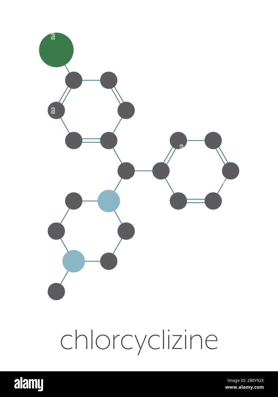 Chlorcyclizine antihistamine drug molecule, illustration Stock Photo ...