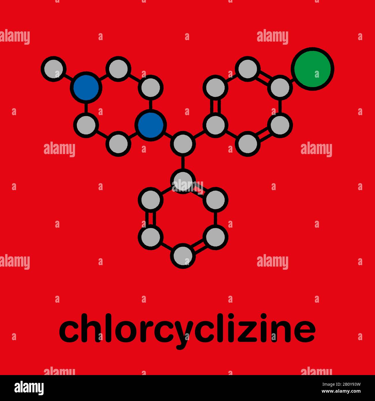 Chlorcyclizine antihistamine drug molecule, illustration Stock Photo ...