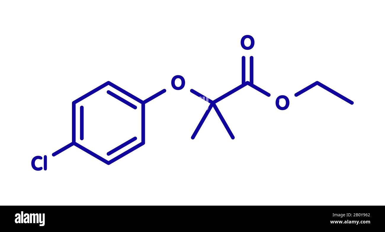 Clofibrate hyperlipidemia drug molecule, illustration Stock Photo - Alamy