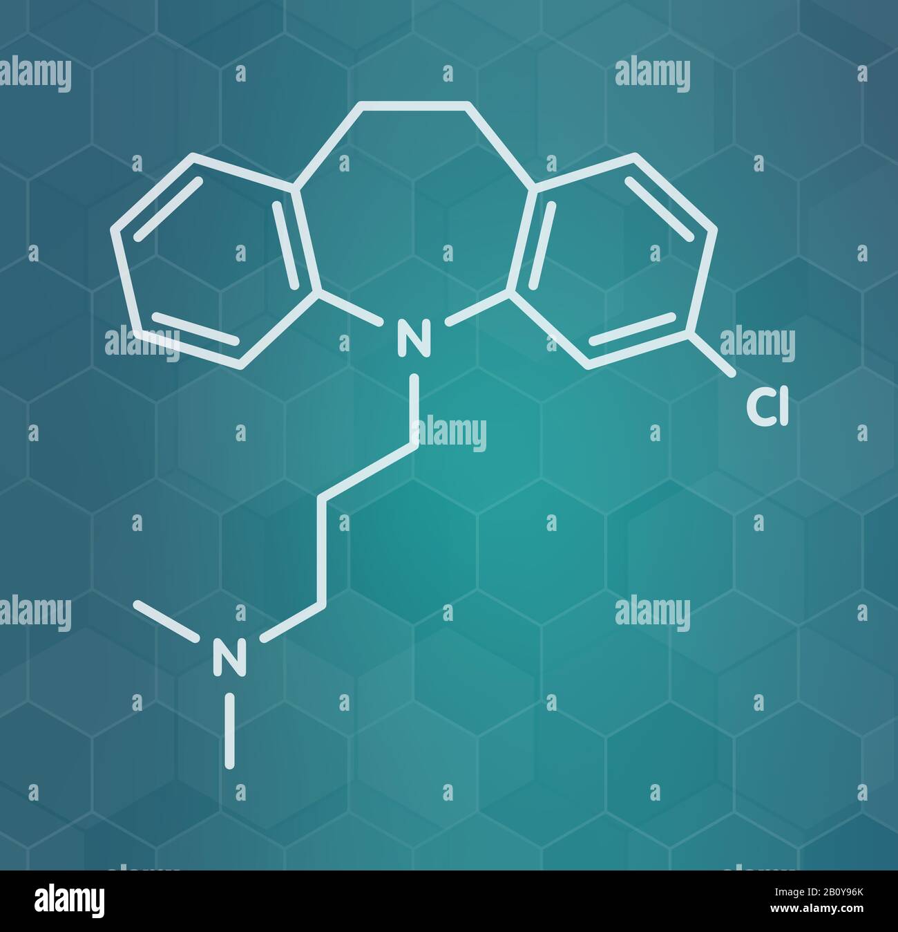 Clomipramine tricyclic antidepressant drug molecule Stock Photo - Alamy