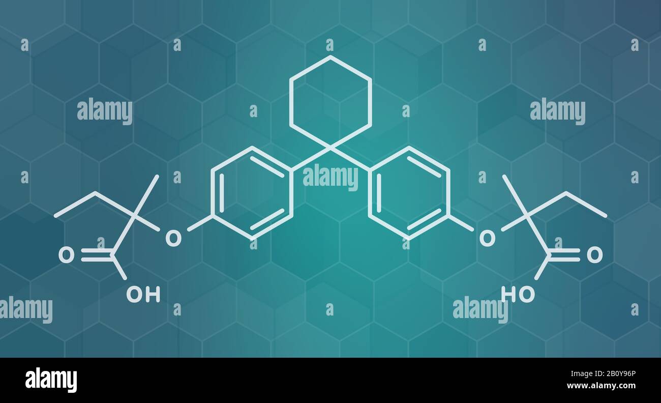 Clinofibrate hyperlipidemia drug molecule, illustration Stock Photo - Alamy