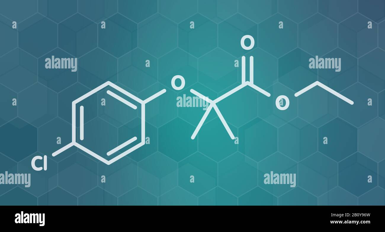 Clofibrate hyperlipidemia drug molecule, illustration Stock Photo - Alamy