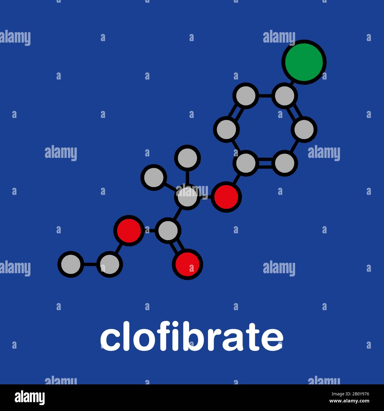 Clofibrate hyperlipidemia drug molecule, illustration Stock Photo - Alamy