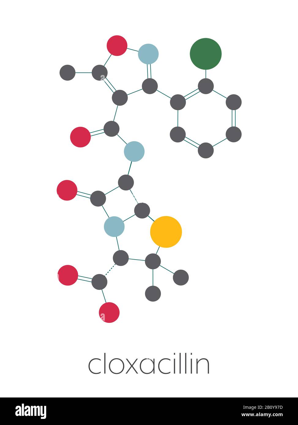 Cloxacillin antibiotic drug molecule, illustration Stock Photo - Alamy