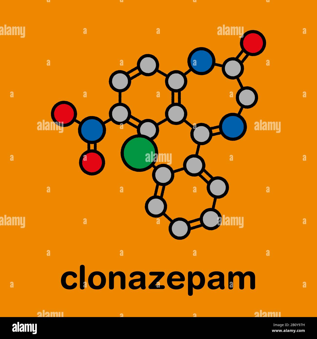 Clonazepam benzodiazepine drug molecule, illustration Stock Photo - Alamy