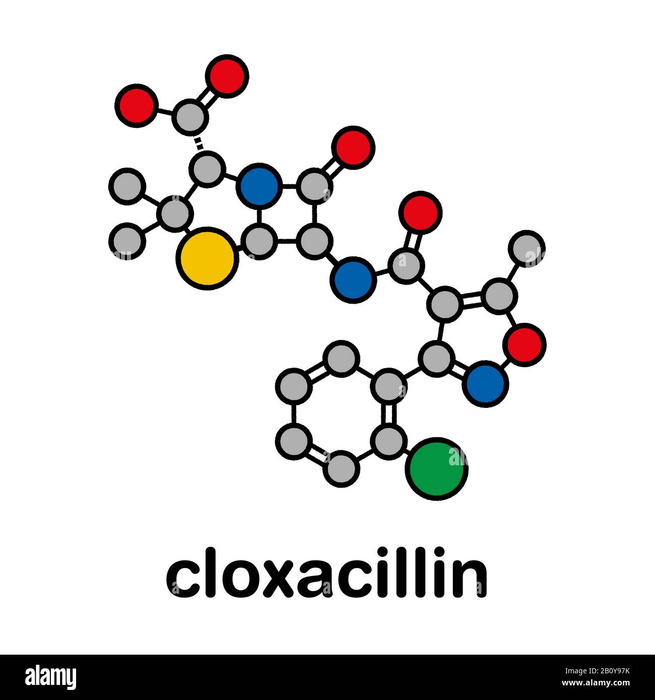 Cloxacillin antibiotic drug molecule, illustration Stock Photo - Alamy