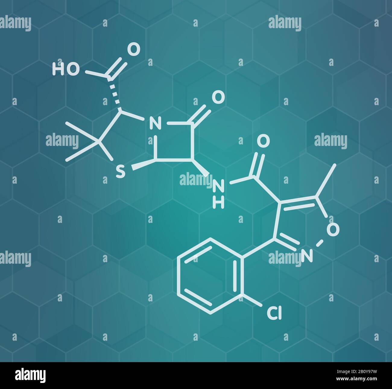 Cloxacillin antibiotic drug molecule, illustration Stock Photo - Alamy