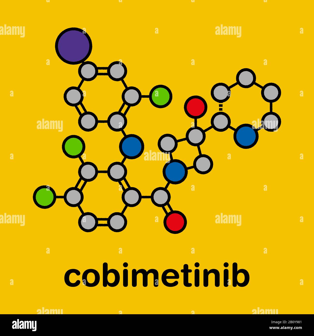 Cobimetinib melanoma drug molecule, illustration Stock Photo - Alamy