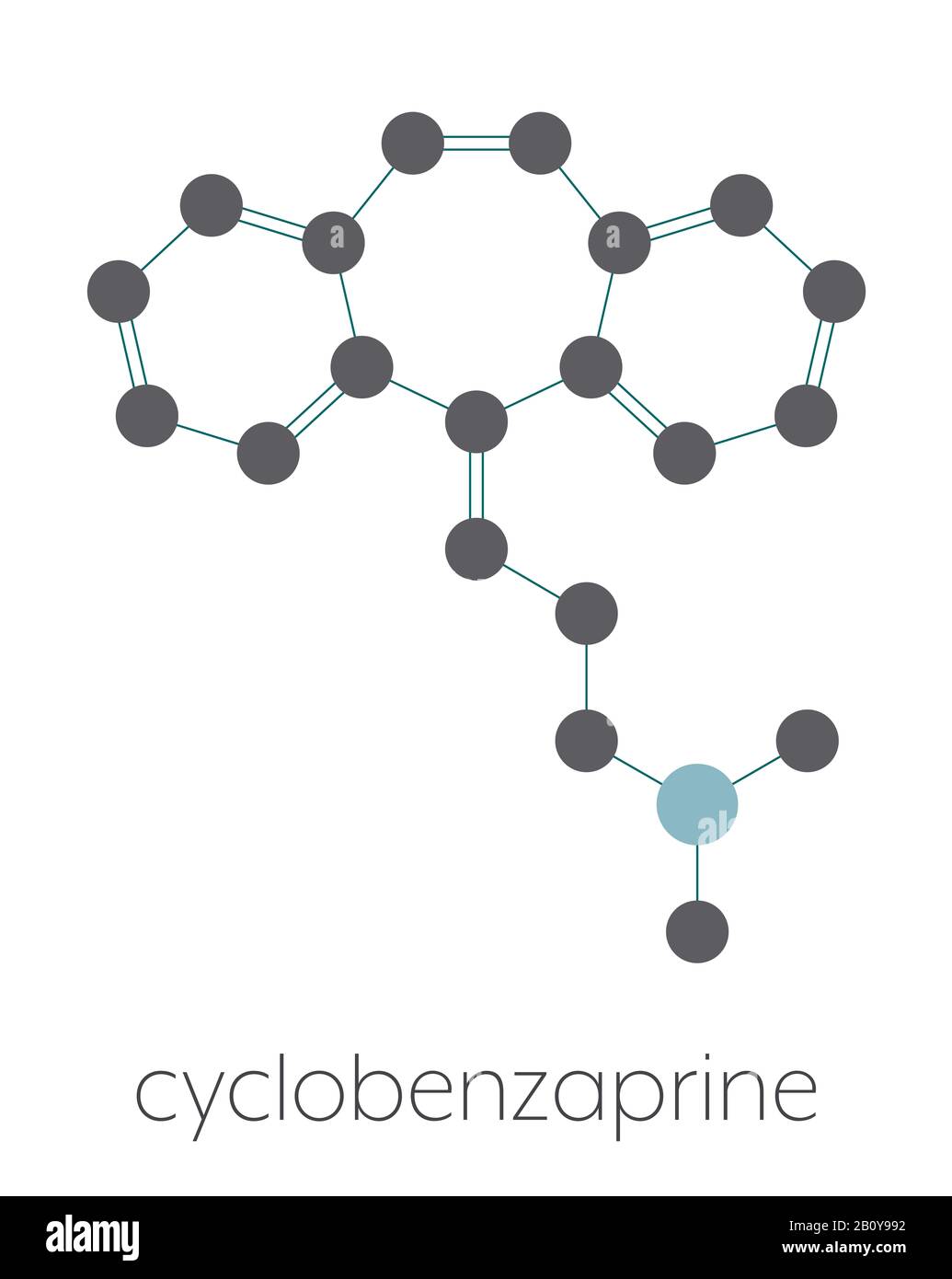 Cyclobenzaprine muscle spasm drug molecule, illustration Stock Photo ...