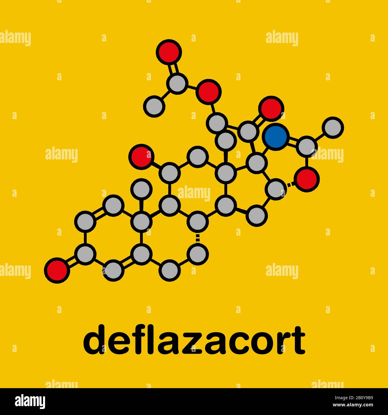 Deflazacort glucocorticoid drug molecule, illustration Stock Photo - Alamy