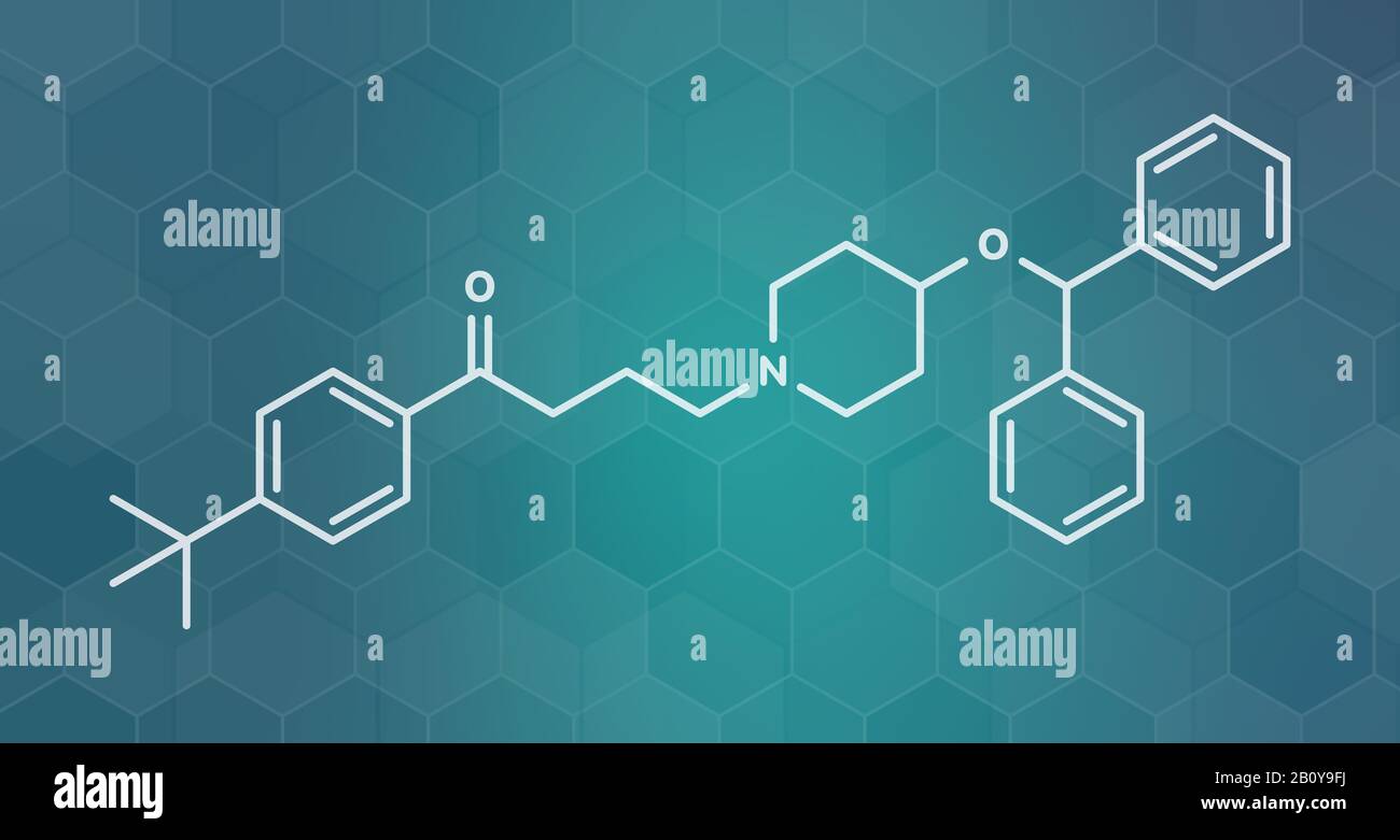 Ebastine antihistamine drug molecule, illustration Stock Photo - Alamy