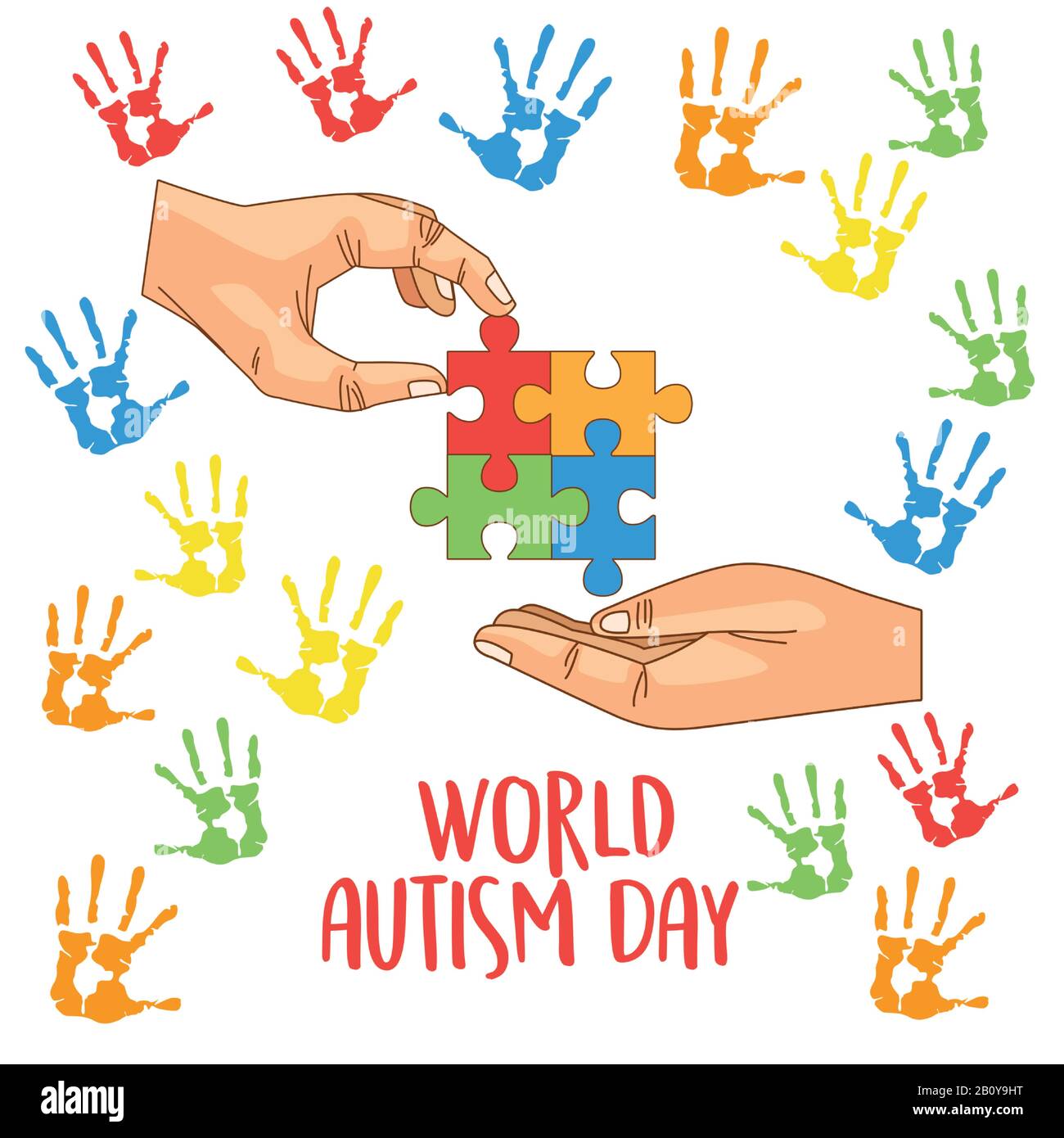 world autism day with hands playing puzzle Stock Vector Image & Art - Alamy