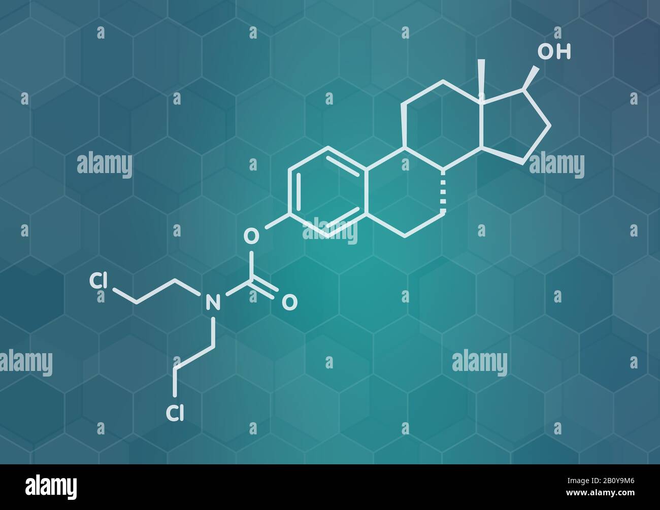 Estramustine prostate cancer drug molecule, illustration Stock Photo ...