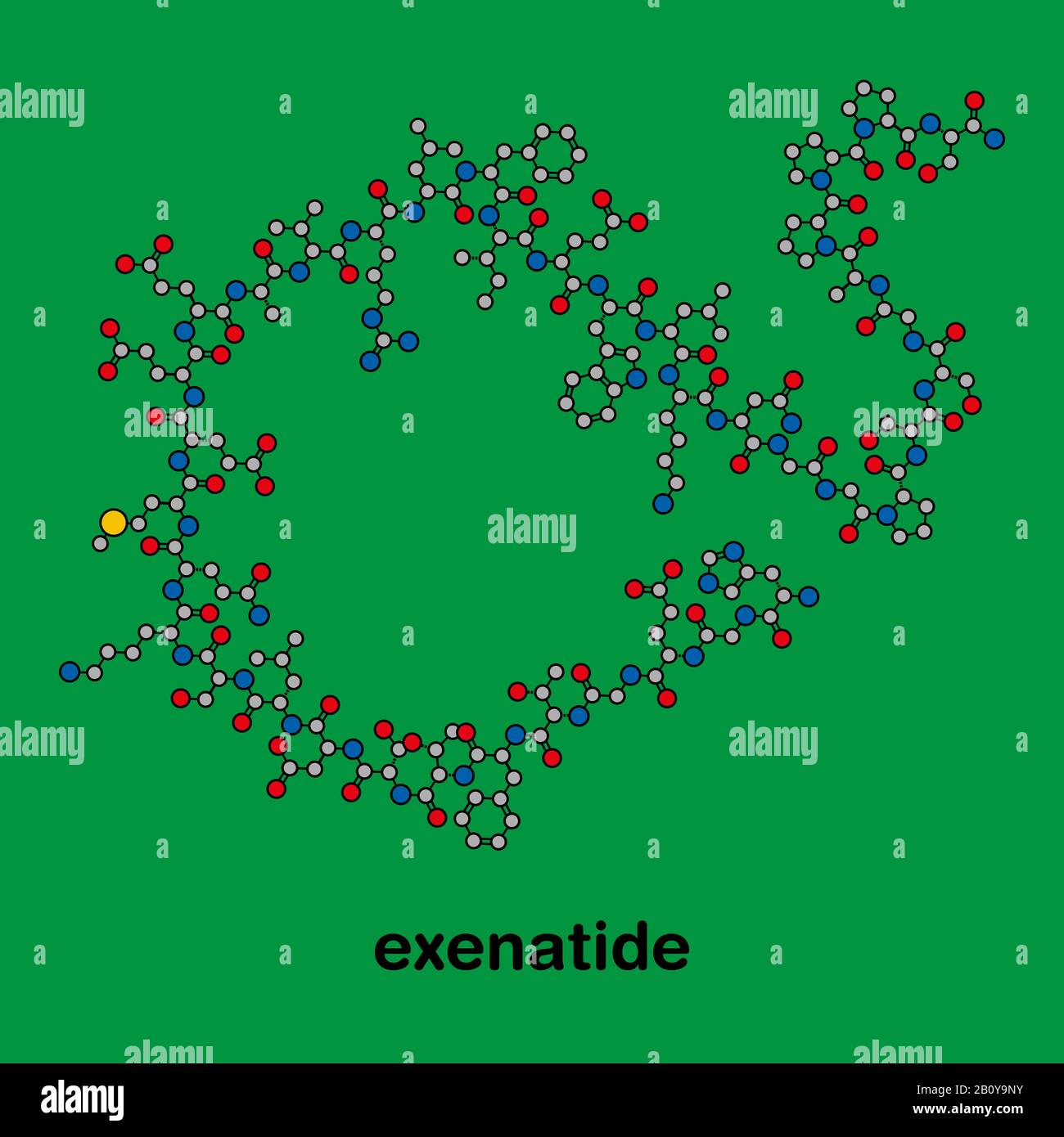 Exenatide diabetes drug molecule, illustration Stock Photo - Alamy
