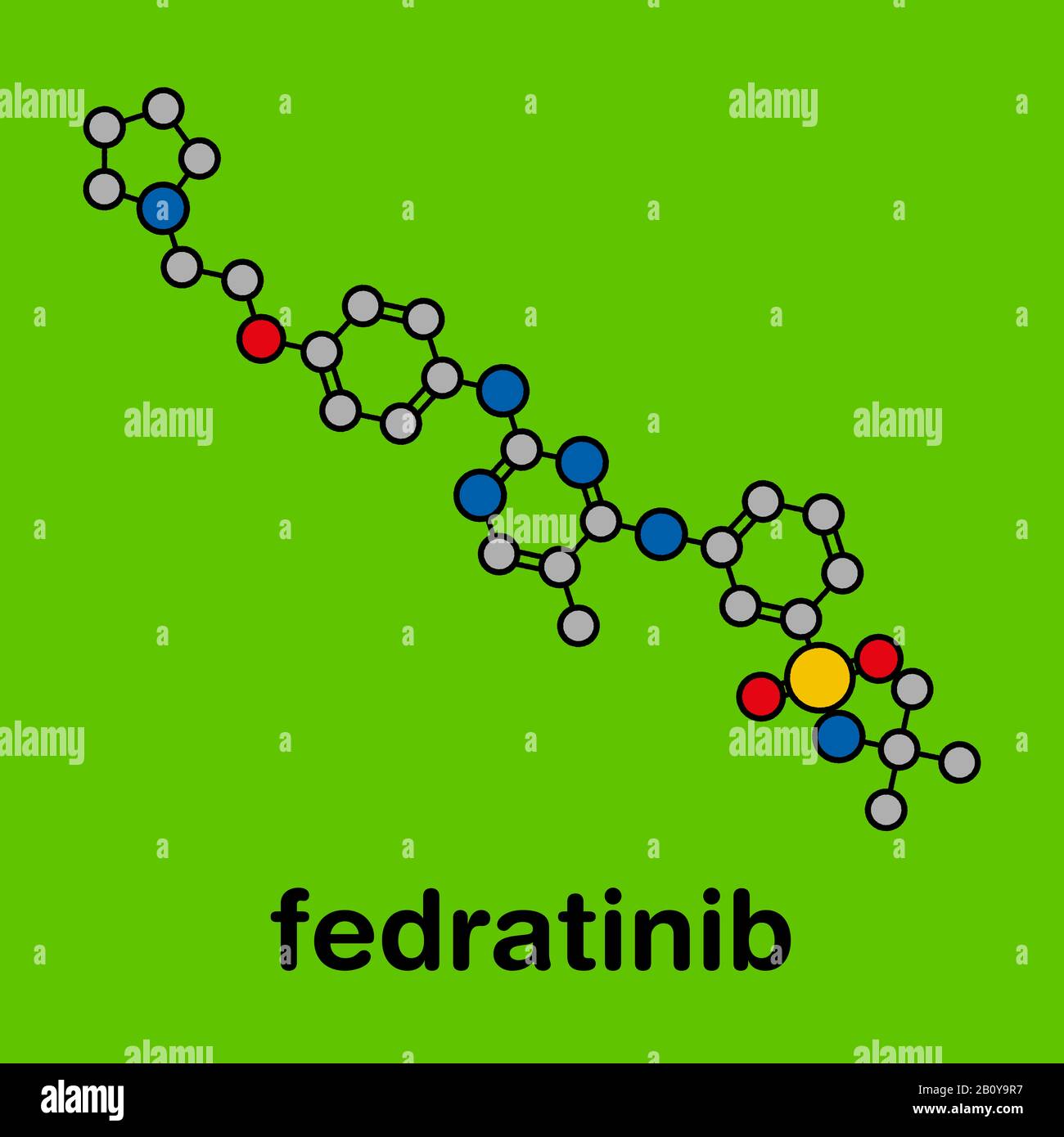 Fedratinib cancer drug molecule, illustration Stock Photo - Alamy