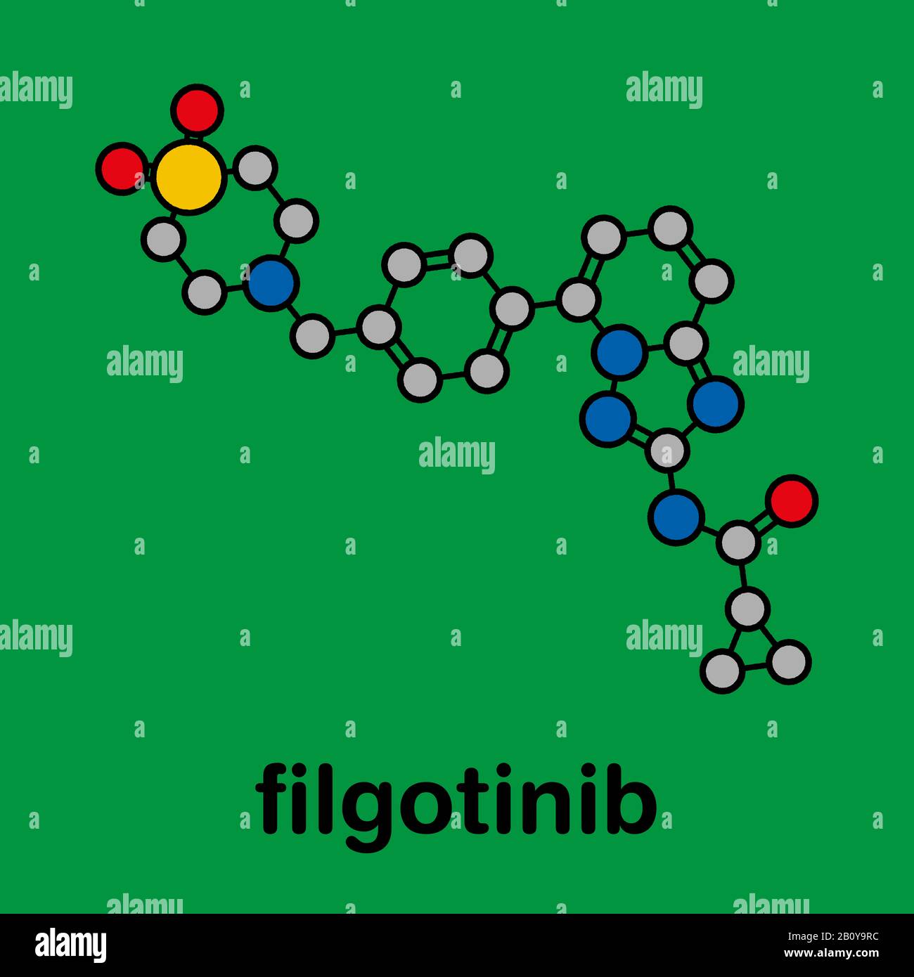 Filgotinib anti-inflammatory drug molecule, illustration Stock Photo ...