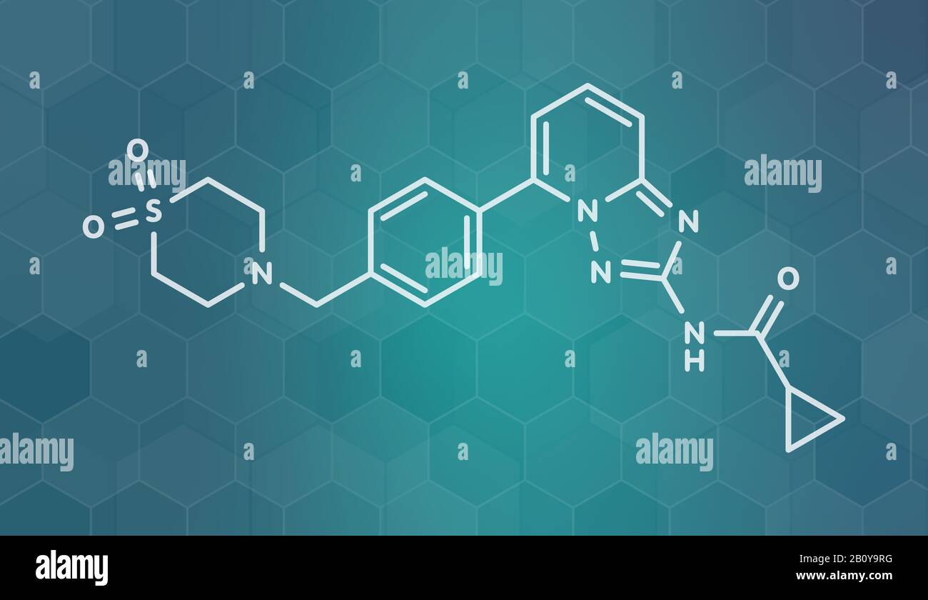 Filgotinib anti-inflammatory drug molecule, illustration Stock Photo ...